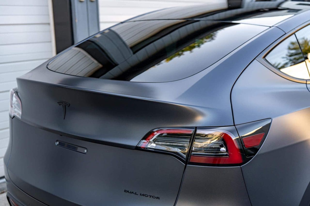 Gray Tesla Model Y XPEL Stealth Matte PPF Installation and Ceramic ...