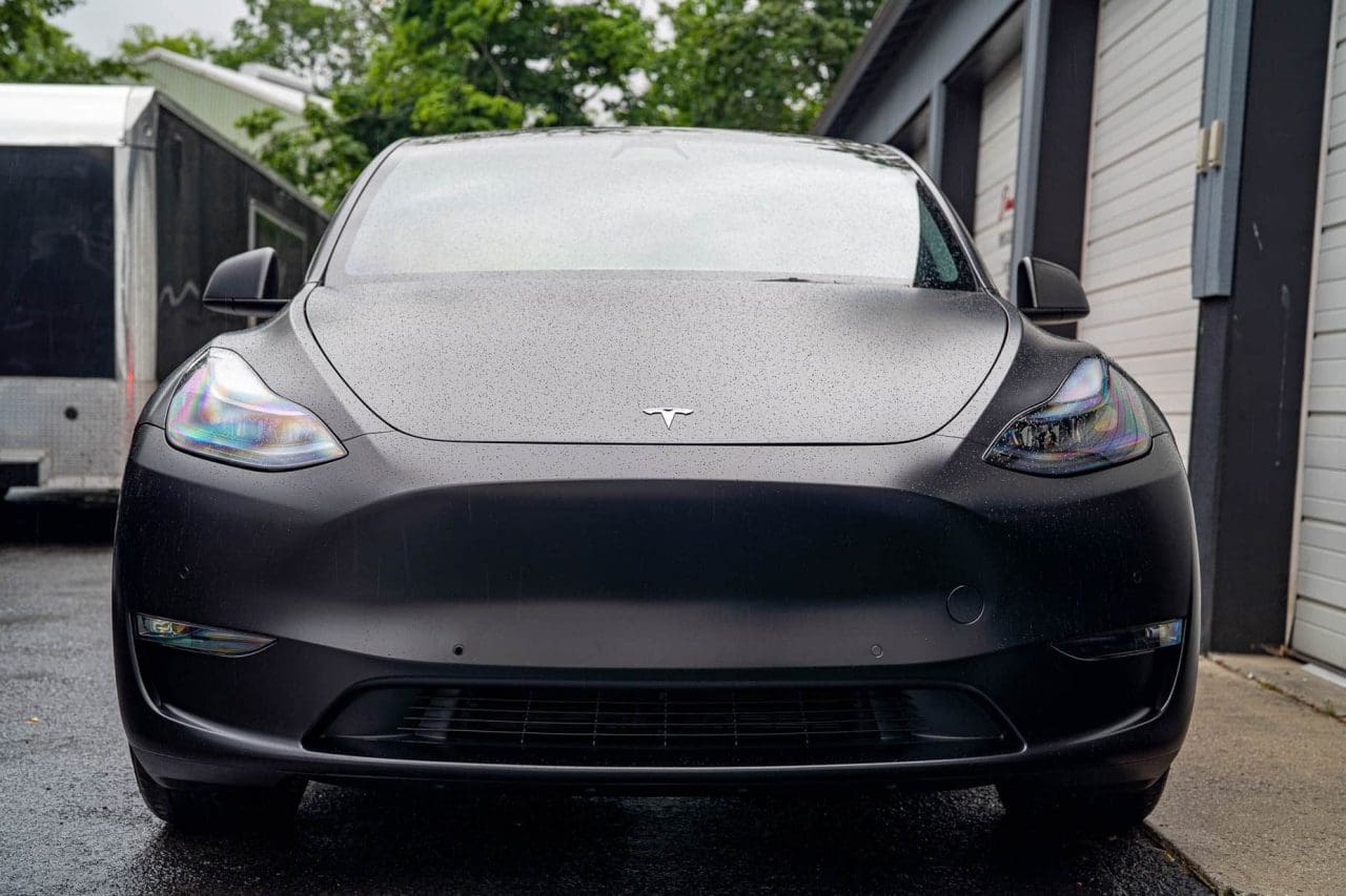 Black Tesla Model Y XPEL Stealth Satin Wrap and Window Tint | Darien Detail